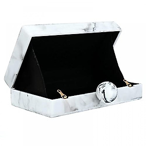 Clutch Purse for Women - Marble Crossbody Handbags - Acrylic Square Box Handbag and Purse for Casual Party Wedding (White)