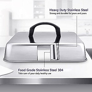 2Pcs 9.3" Basting Cover for Griddle, Leonyo Square Griddle Dome Stainless Steel, BBQ Cheese Melting Dome Metal Burger Cover Lid in & Outdoor, Heavy Duty Cooking Steam Cover for Flat Top Grill