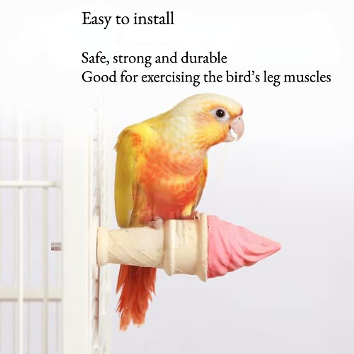 Bird Toy, Parrot Cage Chewing Toys, Parrot Perch Stand, Ice Cream Shape Totoro Squirrel Hamster Calcium Teeth Mouth Molar Grinding Stone Parrot Beak Stone Stand Platform (Small)