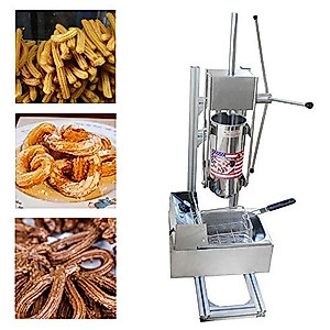Commercial Churro Machine Stainless Steel Churro Maker Home 3L Vertical Type Manual Spanish Donuts Machine Maker with 6L Commercial Electric Deep Fryer for Churro Donut French Fry