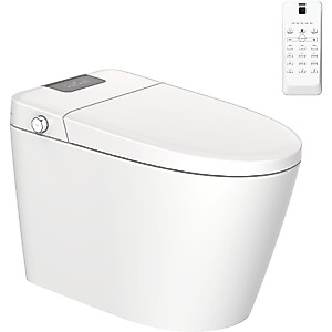 Toilet Smart Toilet Bidet Combo Ceramic White with Foot Sensor Open Cover/Seat Led Display Self-Cleaning Nozzle