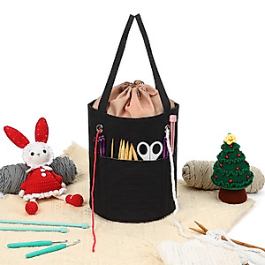 HOMEST XL Yarn Storage Tote, Tangle Free with 6 Oversized Grommets, Knitting and Crochet Organizer, Large Craft Supplies Bag with Drawstring Closure, Ripple (Patent Design)