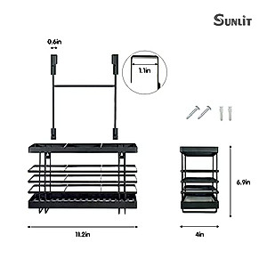Sunlit 3 in 1 Wall Mount/Countertop/Over Cabinet Door Metal Wire Hair Product & Styling Tool Organizer Storage Basket Holder for Hair Dryer, Brushes, Flat Iron, Curling Wand, Hair Straightener Black