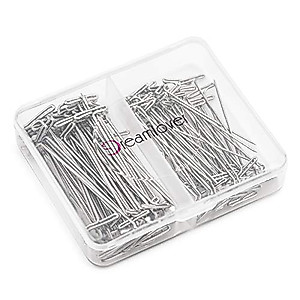 Dreamlover Straight Sewing Pins, T Pins for Mannequin Wig Head, Blocking Pins, Long Push Cubicle Pins, Straight Pins with Large Heads, 100 Pieces, 1.5 Inches and 2.0 Inches