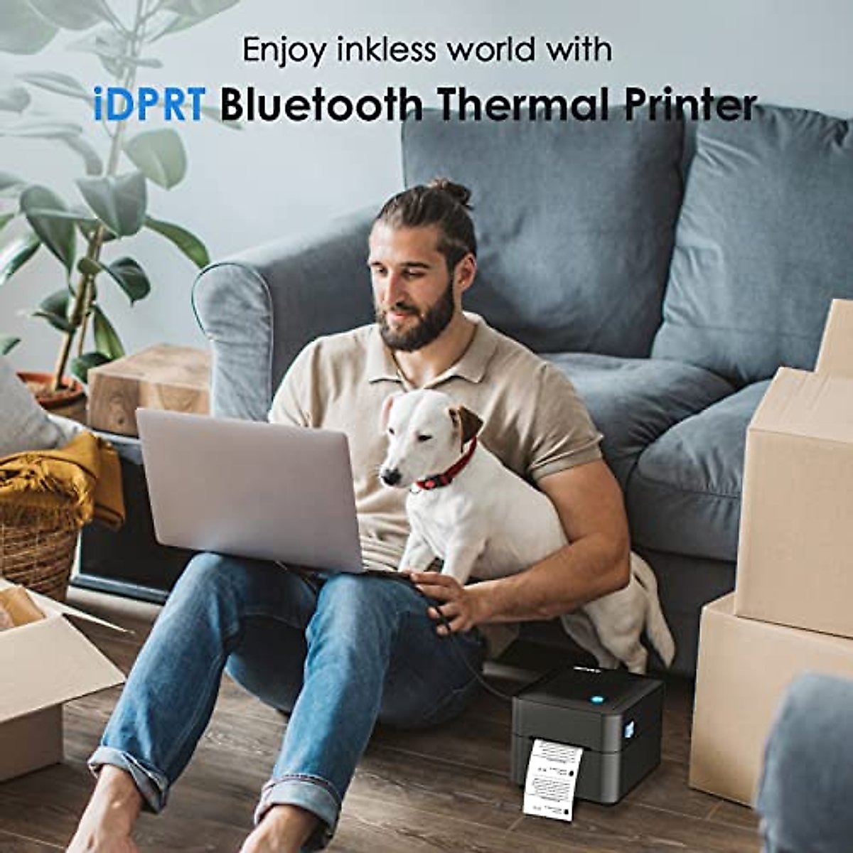 iDPRT Bluetooth Thermal Label Printer Super Quick Address Label Printer, 1"-3.15" Width Wireless Label Maker with APP for Barcode, Address, Mailing etc, Support Windows, Mac, iOS& Android