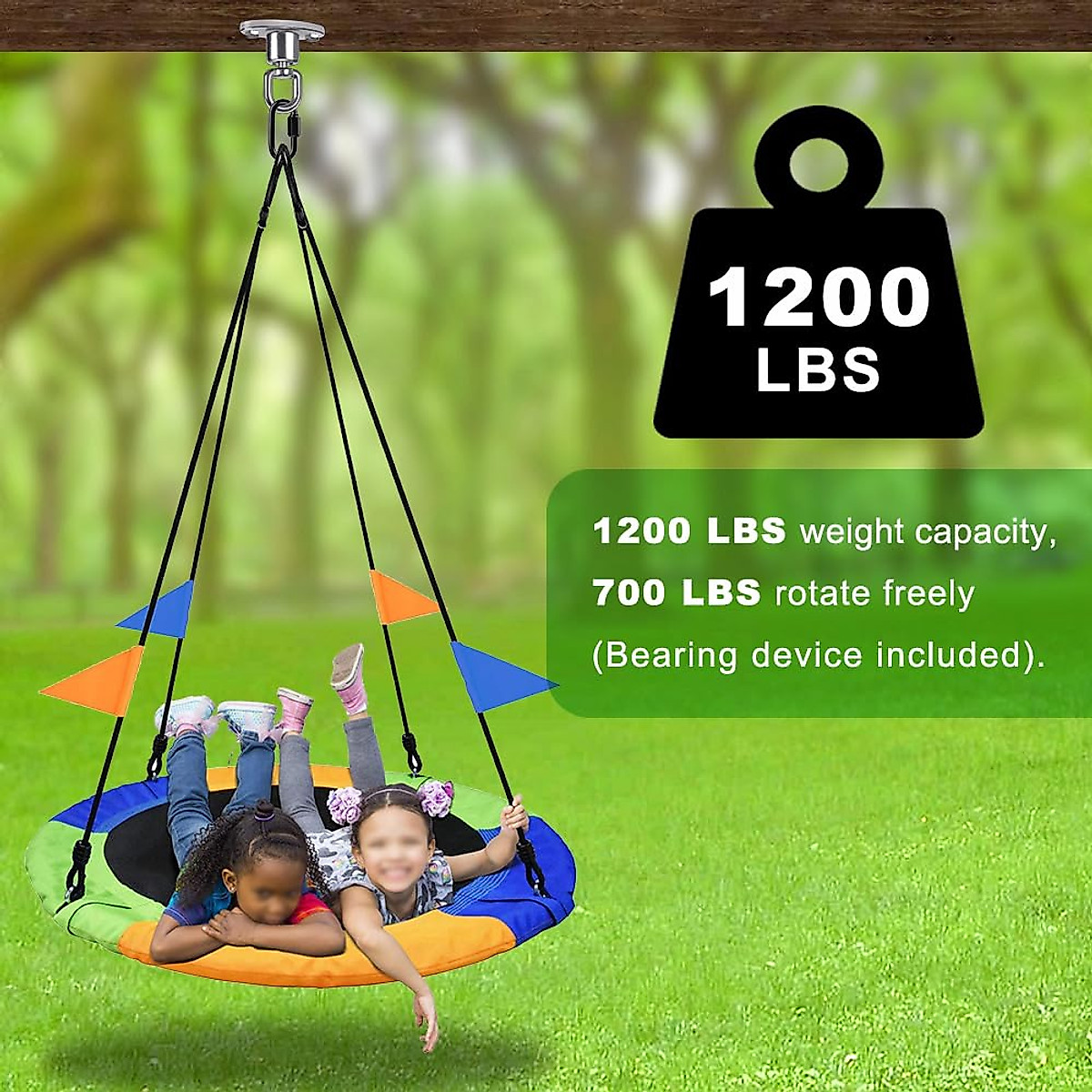 SELEWARE Silent Ball Bearing Swing Hangers, Heavy Duty 360° Rotate Swing Swivel Hook for Wooden Playground Yoga Hammock Chair Rope Punching Bag Porch Tire Web Swing Sets, 1200 Capacity