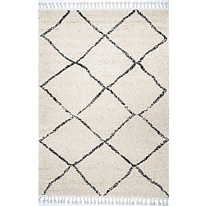 nuLOOM Jessie Moroccan Lattice Tassel Area Rug, 5x8, Off-white
