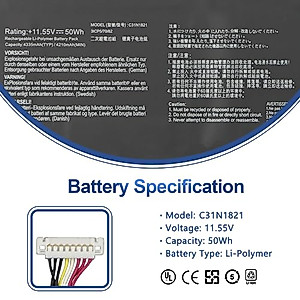 ANTIEE C31N1821 Laptop Battery for Asus ZenBook S13 UX392FA UX392FN i7-8565U UX392FA-AB030T UX392FA-AB004T UX392FA-AB021T UX392FA-AB008T UX392FA-AB017T UX392FN-AB006T UX392FN-AB009T UX392FA-AB015T