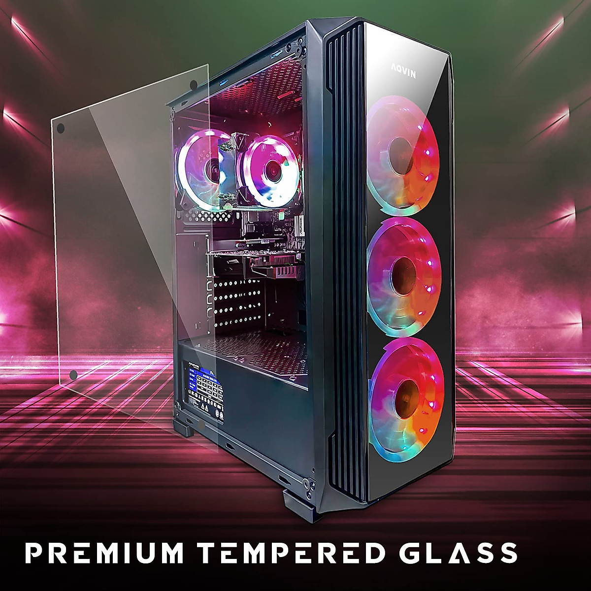 AQVIN Gaming PC Desktop Computer Tower PC with 27 Inch Gaming Monitor - Intel i7 Processor, 2TB SSD Storage 32GB DDR4 RAM, GTX 1650 4GB GDDR5, Gaming PC, Wi-Fi, Windows 10 Pro - (Renewed)