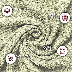 Premium 100% Cotton Blanket – Soft Breathable Thermal Blankets Queen Size for All Season - Queen Blanket for Bed Perfect for Layering - Sage Green