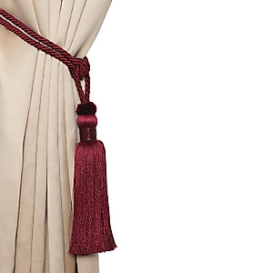 MALOINTEX 2 Pack Curtain Beaded Tassels Tiebacks Tie-Backs, Curtain Handmade Holdbacks, Polyester Beaded Curtain Tieback - Burgandy