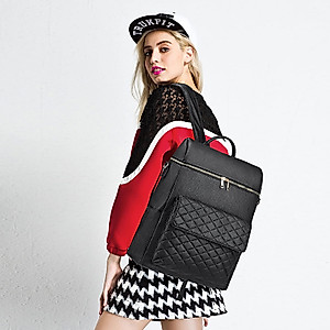 Diaper Bag Backpack Leather Baby Bag with Multiple Pockets, Changing Station, Stroller Straps, Large Capacity for Wet Clothes, Breast Pump, Milk Bottle Black