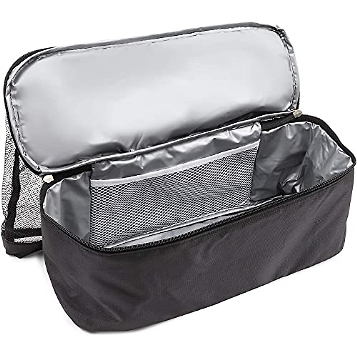 Zodaca Black Mesh Beach Tote with Cooler, Play & Joy Insulated Lake Bag (17 x 16 x 5 in)