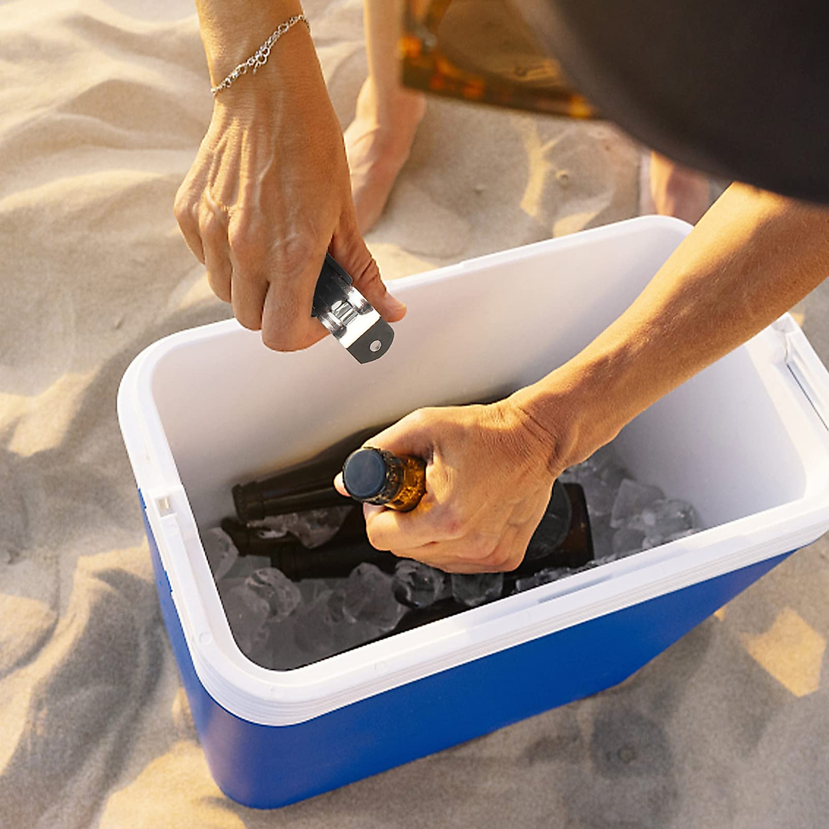 NUTJAM Magnetic Bottle Openers, Classic Can Tapper, Portable Stainless Steel Small Beer Opener with Magnet for Camping, Traveling, Indoor, Outdoor (Black,1 Pack)