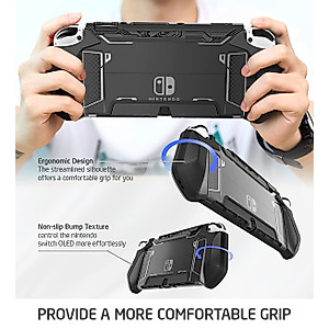 Mumba Dockable Case for Nintendo Switch OLED 2021, Blade Series TPU Grip Protective Cover Accessories Compatible with 7 Inch and Joy-Con Controller (Black)