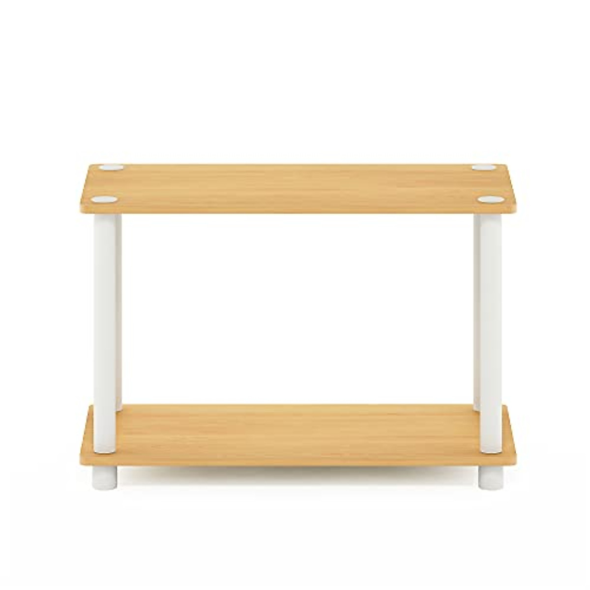 Furinno Turn-N 2-Tier No Tools Tube Shelf/End Table, Single, Beech/White