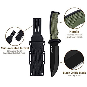 Dispatch Tactical Fixed Blade Knife Bushcraft Survival Hunting Tool, Non-slip Stylish Handle, with Practical Sheath, for Camping, Hunting, Adventure, 9'' Closed