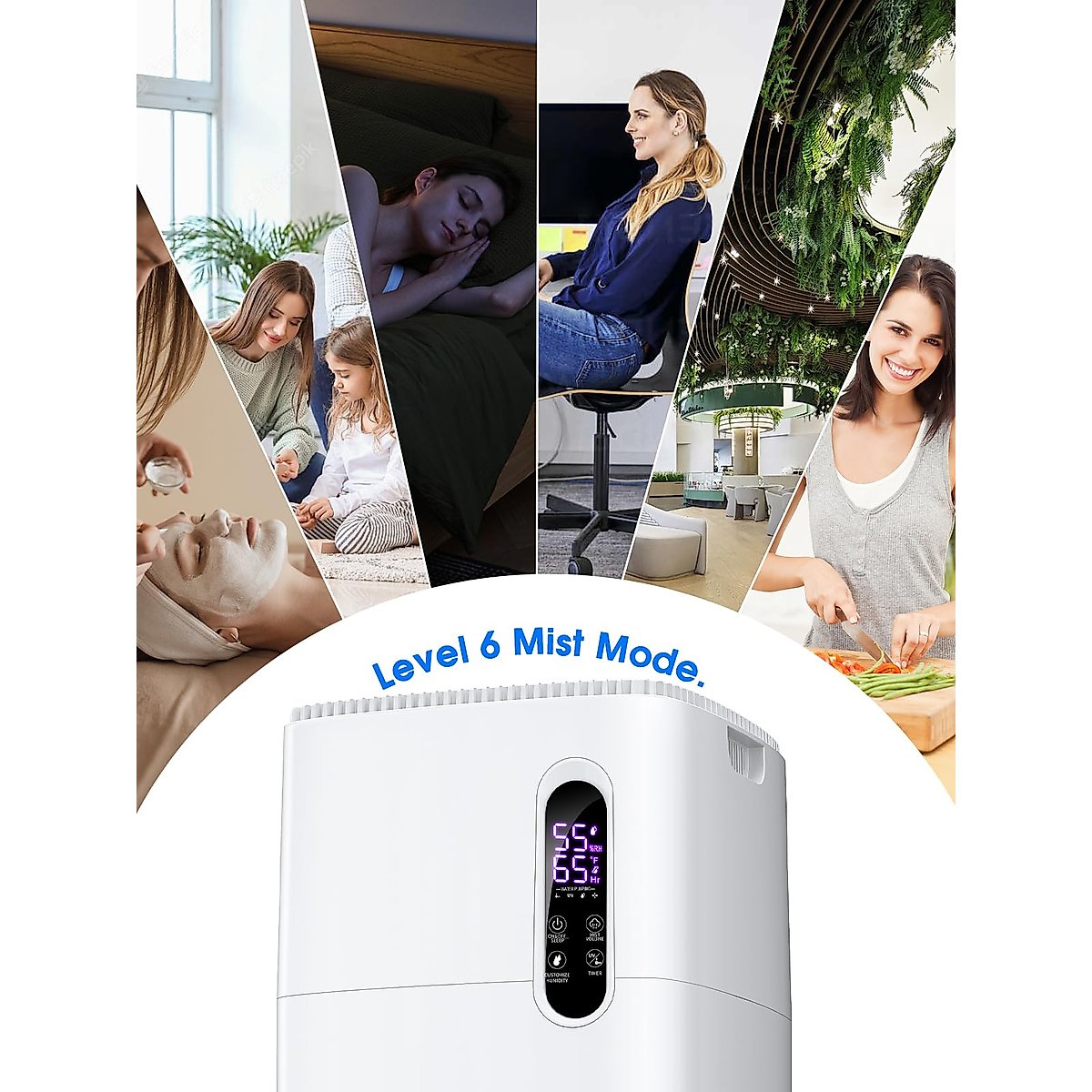 Petsaint 26L/5.7Gal Humidifier for Large Room Up to 3000 ft², 6-core atomization, 2000 mL/h Mist Output, Remote Control and 6 Mist Level, Ultrasonic Cool Mist Humidifiers for Bedroom Whole House