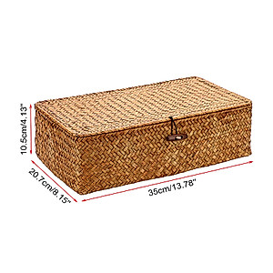 ELLDOO Tea Bags Box with Lid, Wicker Rattan Sugar Packet Holder Coffee Station Condiment Organizer Countertop Storage Desk Baskets for Pantry Coffee Bar Shelves, 8 Grids