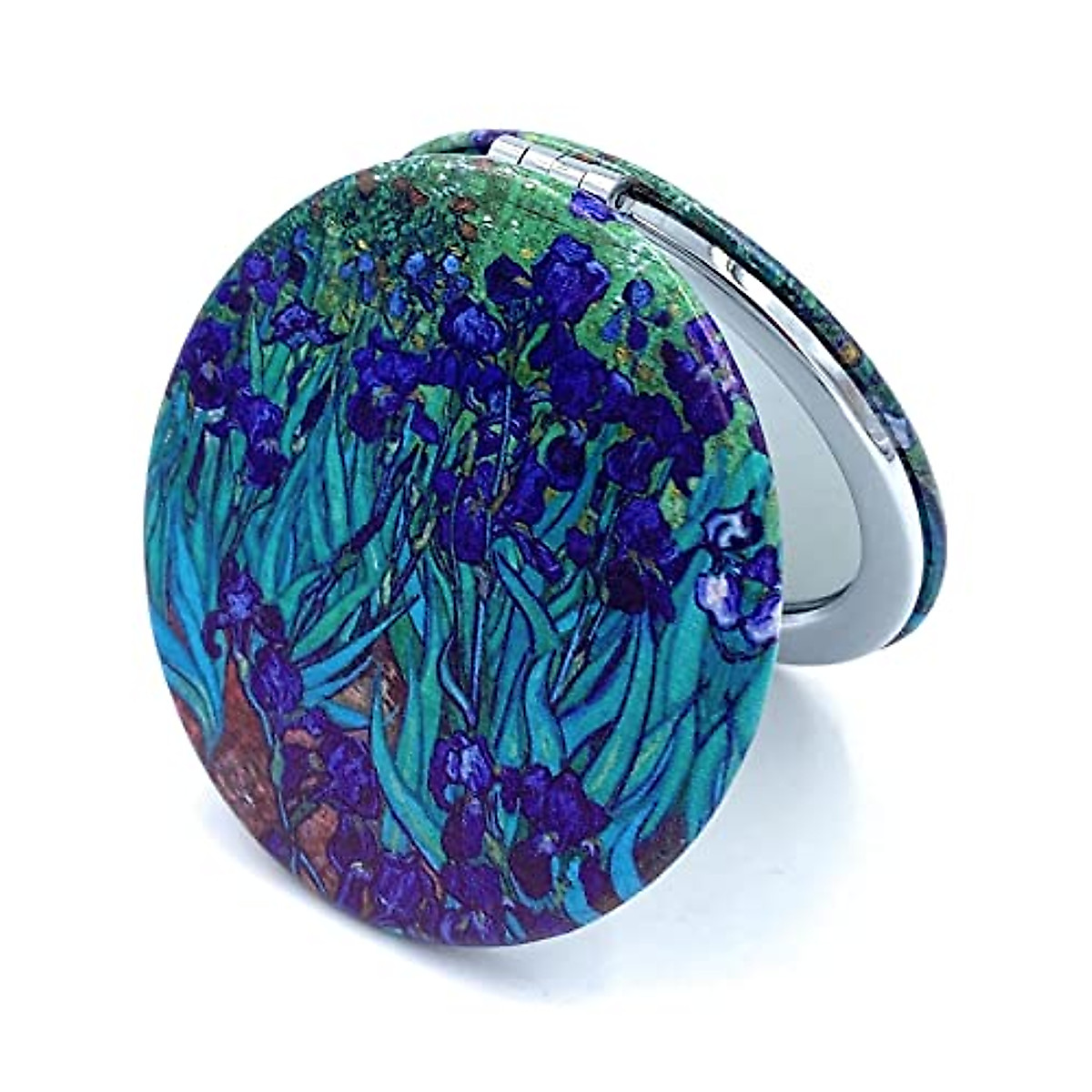 Aeisage Pocket Mirror for Women Small Travel Mirror Magnifying Van Gogh Irises Flower Purse Mirror Compact Unique Gift for Artistic Mom Diameter 2.75 x 0.4 Thickness