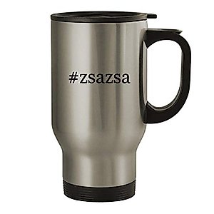 Knick Knack Gifts #zsazsa - 14oz Stainless Steel Hashtag Travel Coffee Mug, Silver