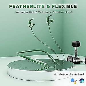 GIZMORE Giz Mn227 Bang Bluetooth Wireless 5.2 in Ear Neckband, Up to 40 Hrs Playtime, Dual Pairing, Touch Controls, Magnetic Smart Buds, Fast Caharge Neckband (Green)