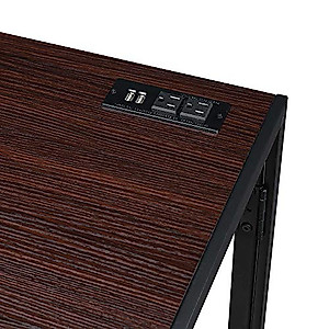 Convenience Concepts Xtra Folding Desk with Charging Station, Espresso/Black