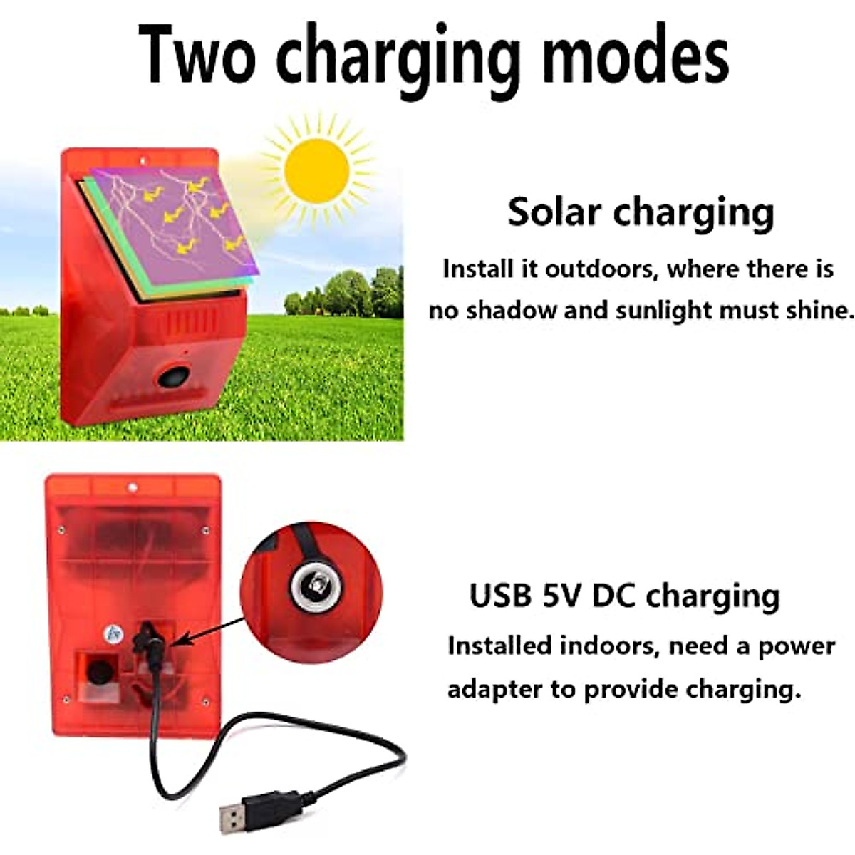 Waytronic Solar Strobe Alarm Light with Motion Detector with Remote Control IP65 Waterproof 129db Sound Security Alarm Light 24 Hours + Night Mode for Yard, Home, Farm, Villa, Barn