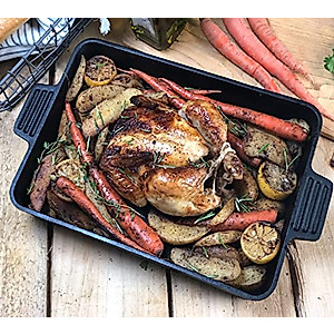 Bayou Classic 7473 Rectangular Cake Pan Ideal For Baking Cornbread Biscuits Cobbler and Deep Dish Pizza Pan Measures 9-in x 13-in x 2-in Deep