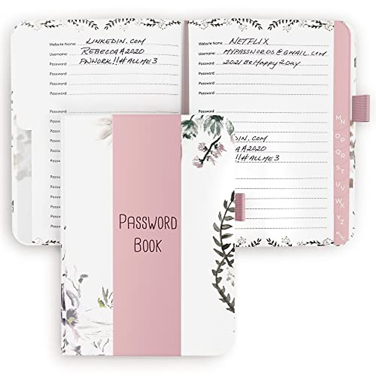 Simplified Floral Password Book with Alphabetical Tabs - Pocket Sized Internet Password Keeper – The Perfect Notebook w/Address Sections Saves All Your Passwords and Recently Placed Orders