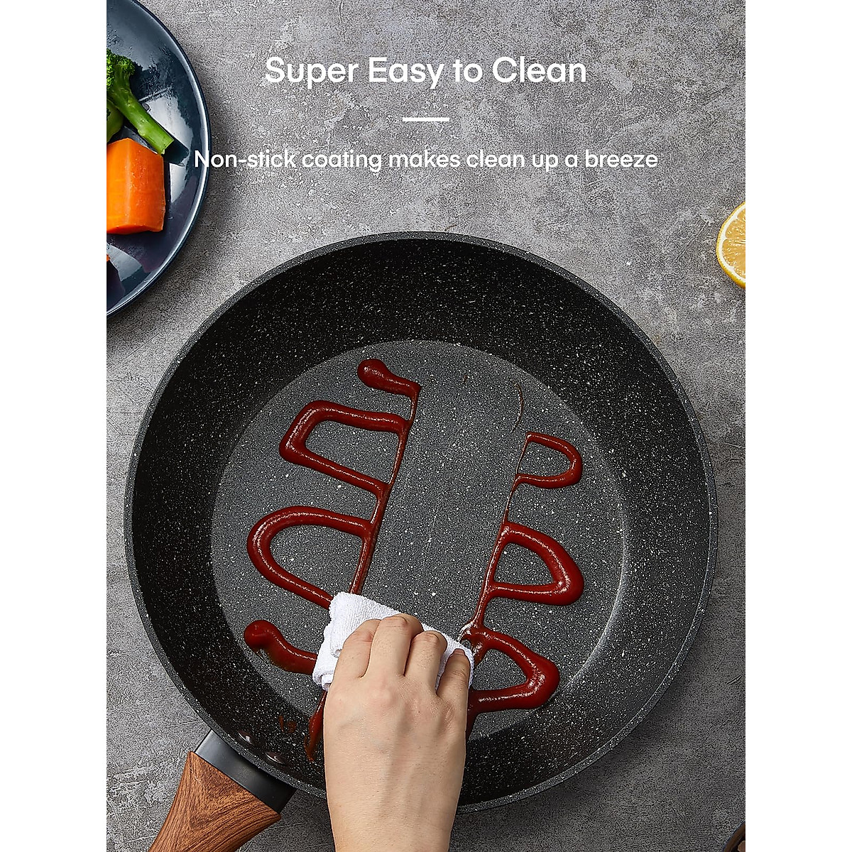 FOHERE Pots and Pans Set with Lids 15 PCS, Aluminum Nonstick Induction Cookware Sets, with Frying Pans, Saucepans, Stock Pot, Pizza Pan, Griddle Pan, and Food Steamer, Silicone Food Strainer, Black