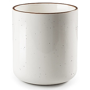 getstar Kitchen Utensil Holder, Large Ceramic Cooking Utensil Holder (H7.2” x W6.2”) for Kitchen Counter with Cork Mat at Bottom, Farmhouse Kitchen Decor
