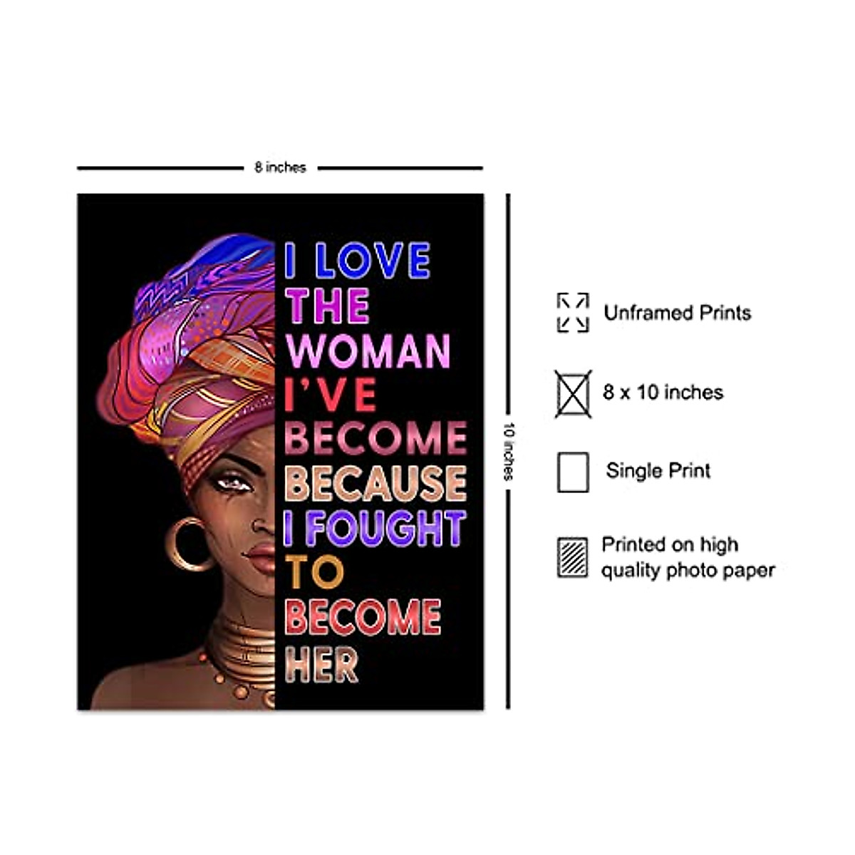 African American Afrocentric Wall Art Decor - Black Art - Motivational Wall Art - Positive Quotes Wall Decor - Encouragement Gifts for Women Girls - Inspirational Quotes - Motivational Posters Sayings