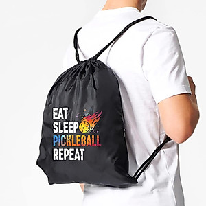 Pishovi Eat Sleep Pickleball A Repeat Drawstring Waterproof Pickleball, Pickleball Sports Bag for Man Women, Pickleball Player Gifts, Pickleball Gift for Pickleball Lover, Pickleball Gift Idea (B)