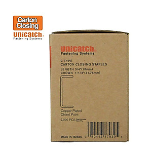 Copper CC34C Carton Closing Staples 1-1/4-Inch Crown, 3/4-Inch, C34 for Pneumatic & Manual (2,000/Box)