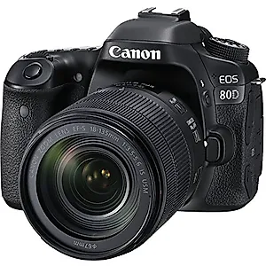 Canon EOS 80D Digital SLR Kit with EF-S 18-135mm f/3.5-5.6 Image Stabilization USM Lens (Black) (Renewed)