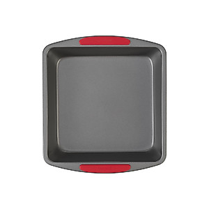 GoodCook MegaGrip 8" x 8" Nonstick Steel Square Baking Pan with Silicone Grip Handles, Gray - Square Baking Pan, Even Heat Distribution, Scratch-Resistant Nonstick Coating, Silicone Grip Handles