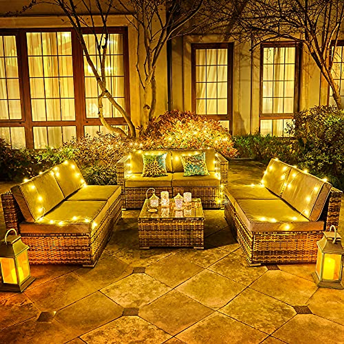 YITAHOME 7 Piece Outdoor Patio Furniture Sets, Garden Conversation Wicker Sofa Set, and Patio Sectional Furniture Sofa Set with Coffee Table and Cushion for Lawn, Backyard, and Poolside, Gray Gradient