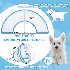 BALAPET Dog Cone Collar,Adjustable Flexible Plastic Cone for Dogs After Surgery,Comfy Pet Recovery Cone for Medium Dogs,Practical Elizabethan Dog Neck Collar for Full Care to Stop Licking Wound