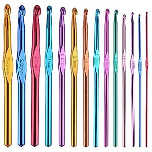 BCMRUN 14 pcs Multicolor Aluminum Crochet Hooks Knitting Needles Craft Yarn 2-10mm …