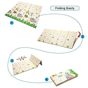Foam Crawling Mat Baby Folding Play Mat Kids Reversible Extra Large Non Toxic Waterproof Infants Rug Toddler for Picnic Outdoor Playroom