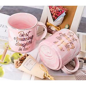 Mugpie Daughter In Law Gifts from Mother In Law - Best Amazing Daughter In Law Coffee Mug - Funny Birthday Gifts for Mom Wife - Mother's Day Christmas gifts Idea - Cute Pink Cup 11.5oz