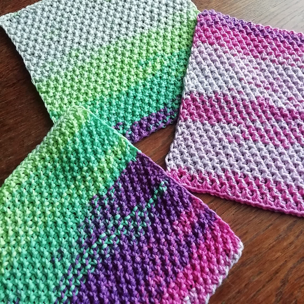 Colorful Set 3 Cotton Washcloths Super Absorbent Reusable Dishcloths Knitwear Square Soft Ecology Rags