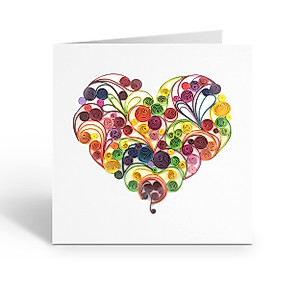 Quilling Card 3D Color Unique Dedicated Paper Handmade Art - Design Greeting Card for Christmas Birthday Anniversary Mother Thank You - Design Gift for Friend Love Mom with Envelop (Rose) (Rose Heart)