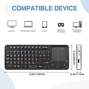 Rii K06 Mini Bluetooth Keyboard,Backlit 2.4GHz Wireless Keyboard with IR Learning, Portable Lightweight with Touchpad Compatible with Android TV Box/Mac/Windows/HTPC (2.4G and Bluetooth)