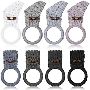 Hoolerry 8 Pcs Hanging Kitchen Towels Ring Crochet Hanging Dish Towel Holder with Loop Button for House Oven Stove Door, 8 Colors(Vivid Colors,Round)
