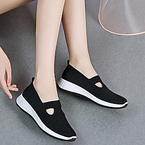 YIBLBOX Womens Walking Shoes Non Slip Work Shoes Mary Jane Shoes Mesh Casual Nurse Shoes Black