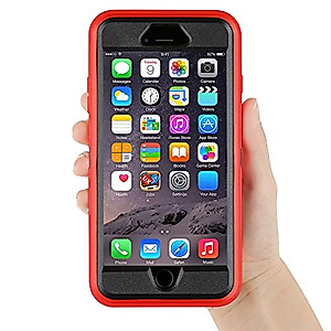for iPhone 6 Plus/6S Plus Case,Heavy Duty 3 in 1Built-in Screen Protector Full Body Shockproof Dust-Proof Drop-Proof Durable Phone Cover for iPhone 6 Plus/6S Plus 5.5" Red/Black