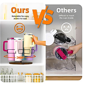 SOOPRNO Water Bottle Organizer for Stanley 40 oz Tumbler with Handle - Rotatable 6-Slot Holder, Ideal Kitchen Storage for Stanley Accessories, Black