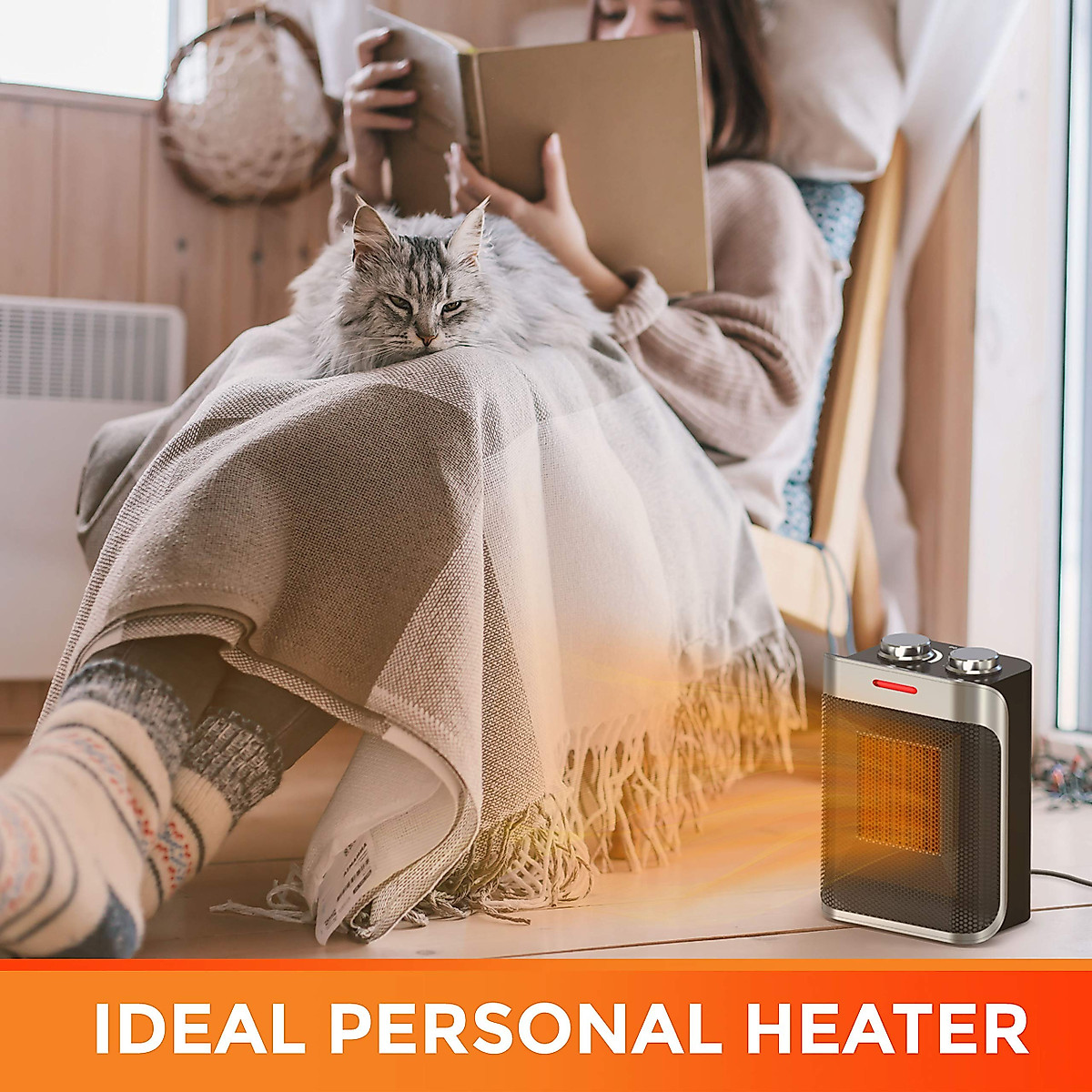 Mueller Portable Space Ceramic Heater 750W/1500W, High Output Fan, Adjustable Thermostat, with overheat/tip over protection for Home Bedroom or Office, ETL Certified